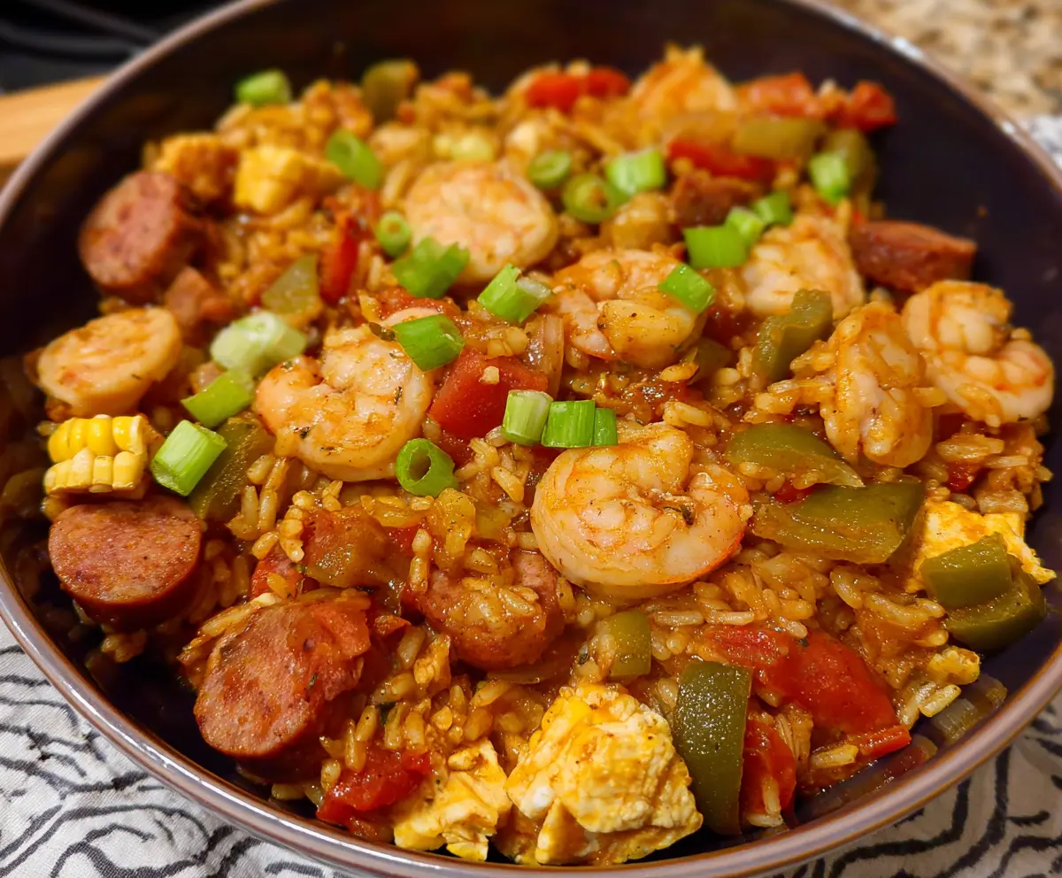 Delicious Cajun Jambalaya with Chicken, Shrimp & Sausage