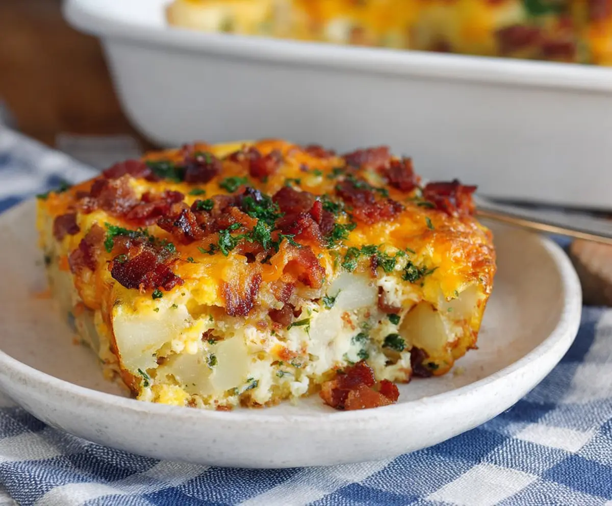 Cheesy Bacon & Potato Breakfast Casserole Recipe