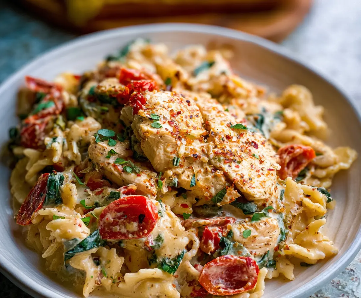 Delicious Crockpot Tuscan Chicken Pasta Recipe